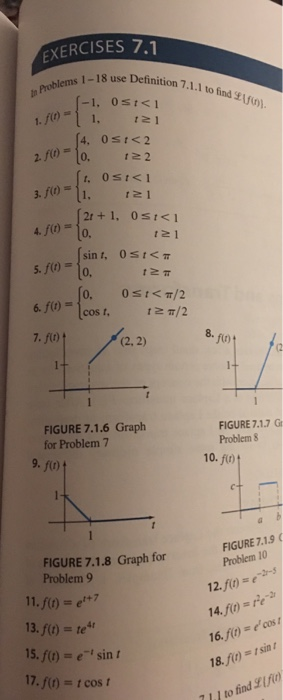 Solved EXERCISES 7.1 Definition 7.1.1 to find problems 1-18 | Chegg.com