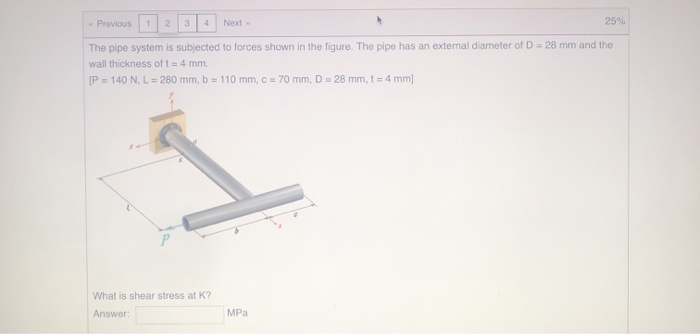 Solved a pipe system is subjected to forces shown in the | Chegg.com