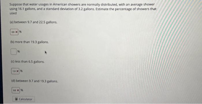 Solved Suppose that water usages in American showers are | Chegg.com