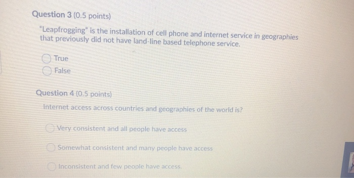 Solved Question 3 (0.5 points) "Leapfrogging" is the | Chegg.com