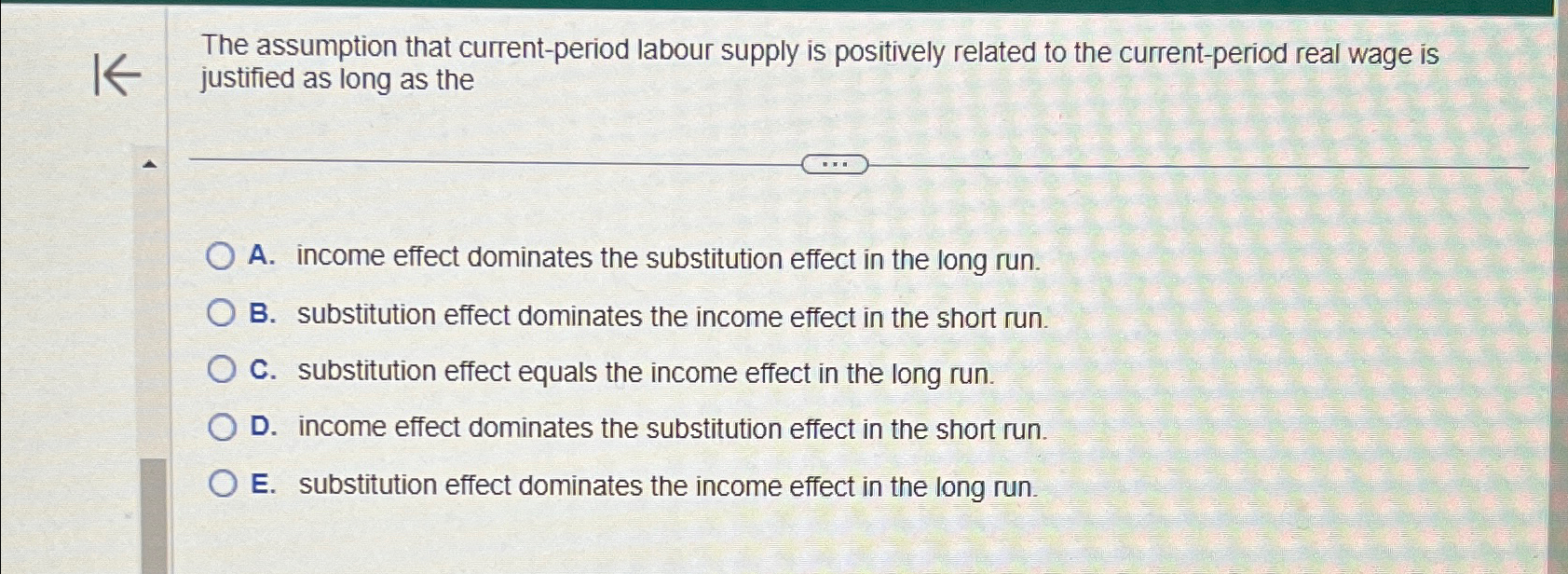 Solved The assumption that current-period labour supply is | Chegg.com