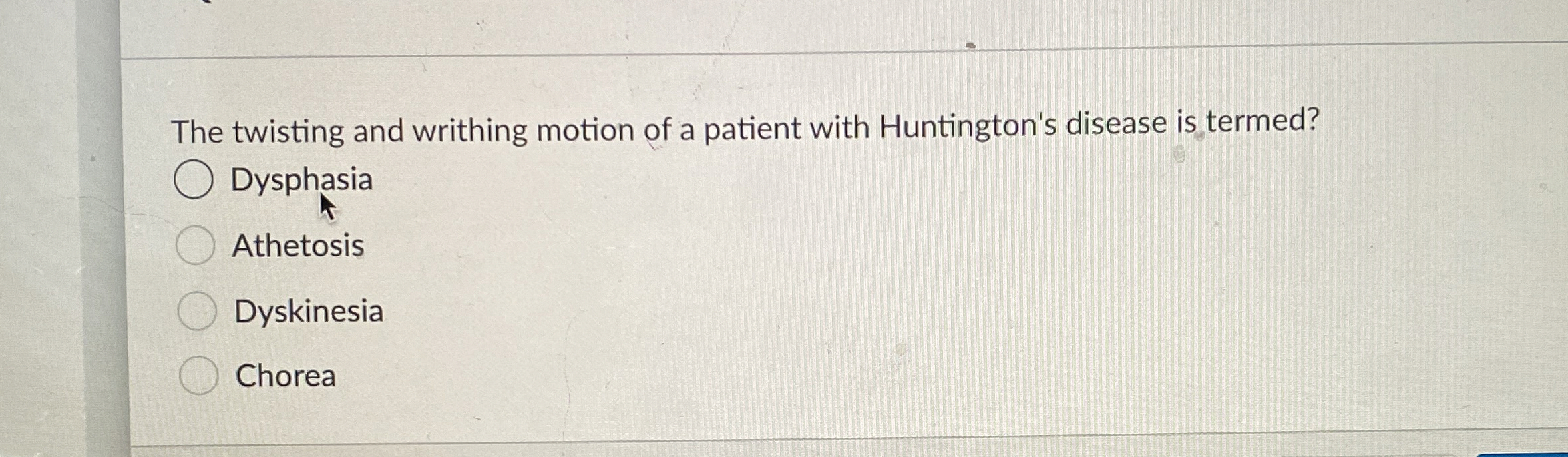 Solved The twisting and writhing motion of a patient with | Chegg.com