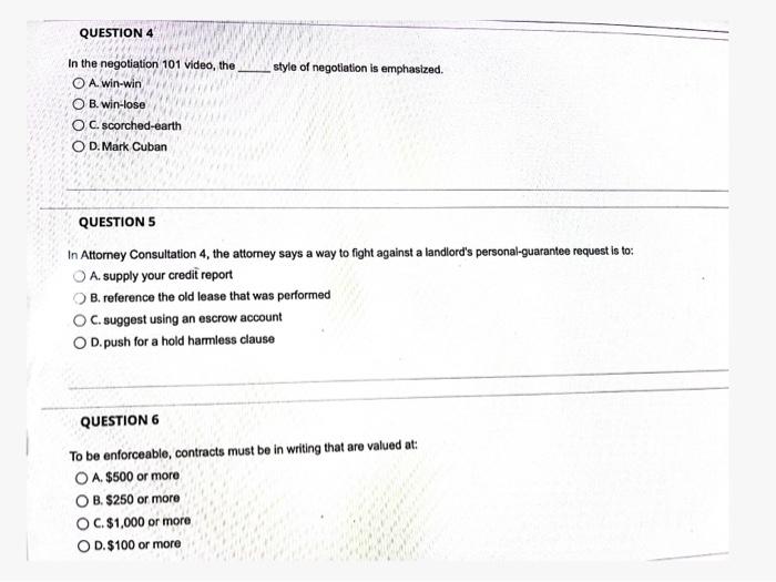 Solved According to the negotiation 101 video, in the | Chegg.com
