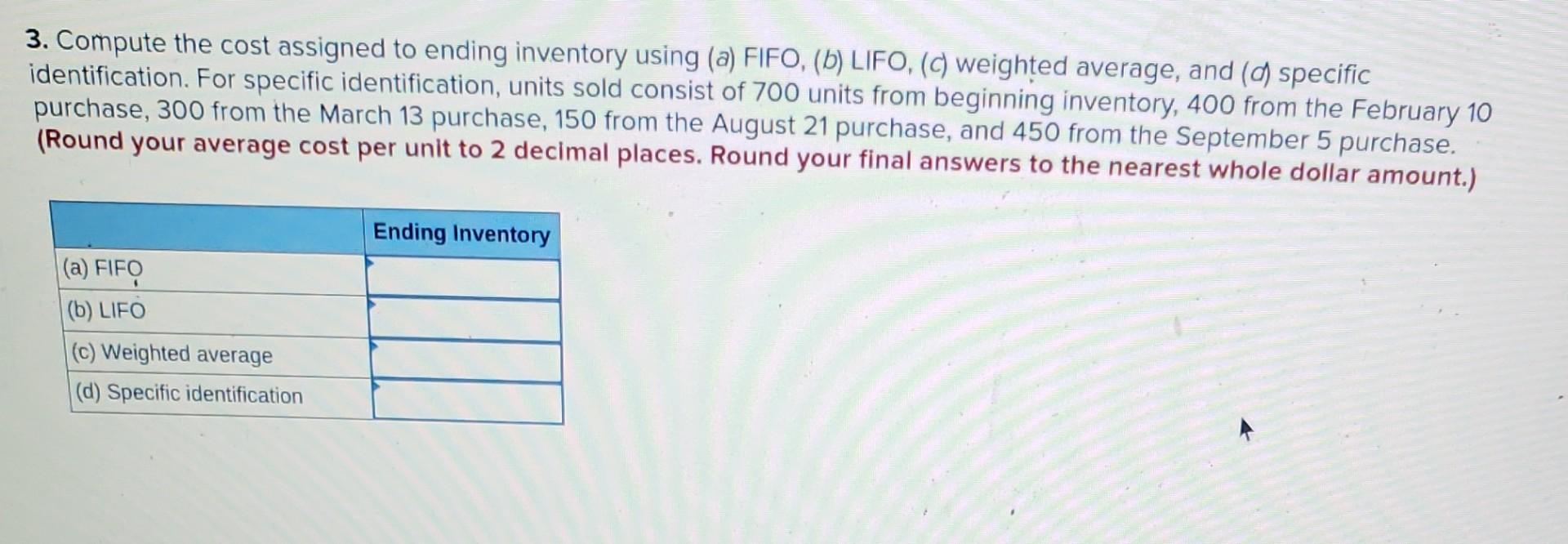 2. Compute the number of units in ending inventory. | Chegg.com
