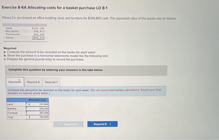 Solved Exercise 8-6A Allocating costs for a basket purchase | Chegg.com
