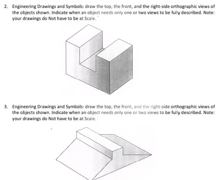 Solved 2. Engineering Drawings and Symbols: draw the top, | Chegg.com