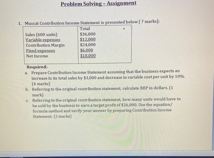 Solved Problem Solving - Assignment 1. Muscat Contribution | Chegg.com