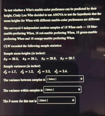 Solved To test whether a Who's marble-color preference can | Chegg.com