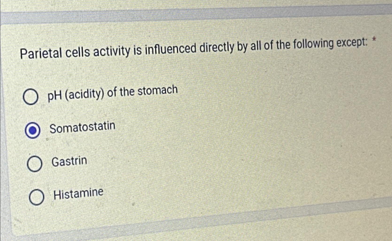 Solved Parietal cells activity is influenced directly by all | Chegg.com