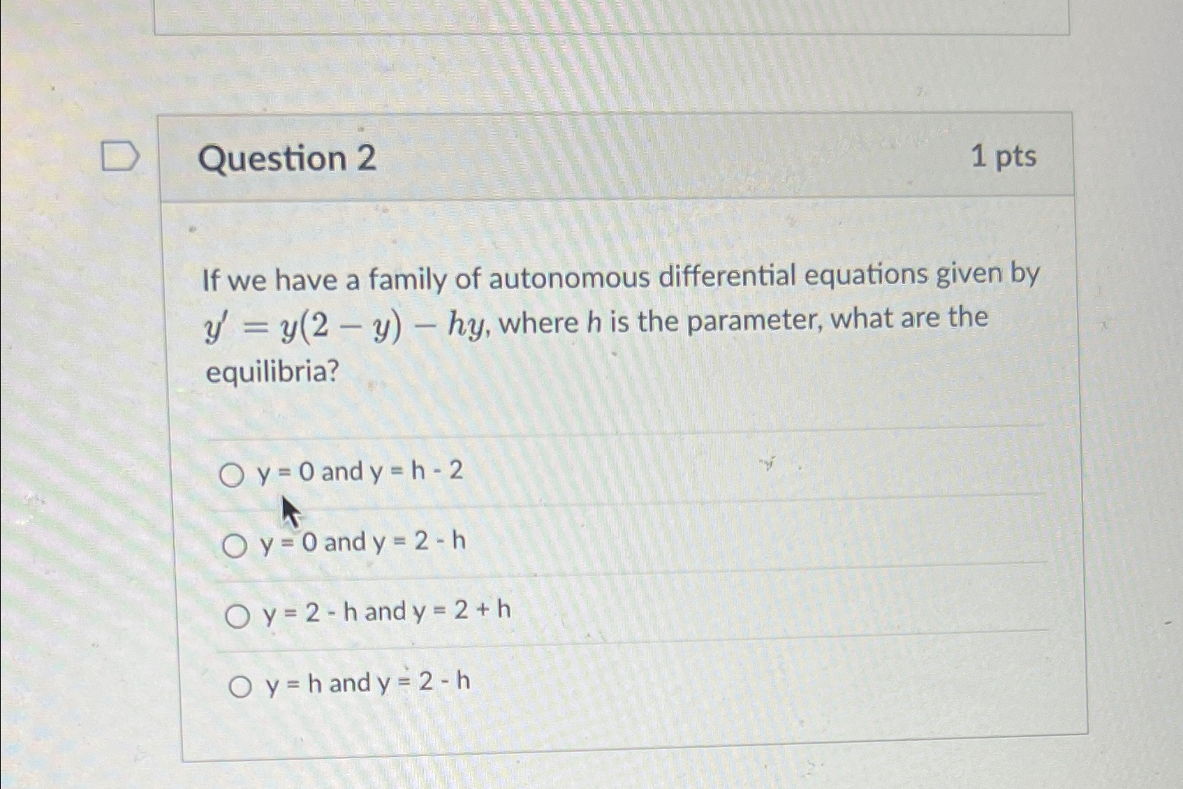 Solved Question 21ptsIf we have a family of autonomous | Chegg.com