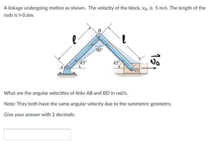 Solved A linkage undergoing motion as shown. The velocity of | Chegg.com
