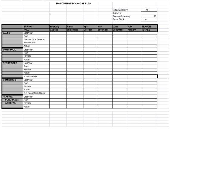 Six-Month Financial Plan - use blank template to | Chegg.com