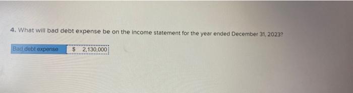 Solved 4. What will bad debt expense be on the income | Chegg.com