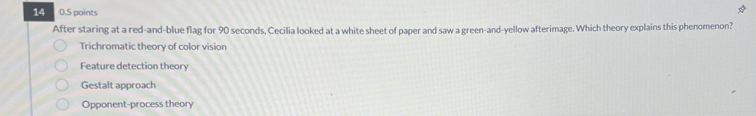 Solved 140.5 ﻿pointsAfter staring at a red-and-blue flag for | Chegg.com
