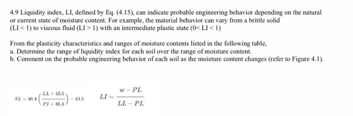 4.9 Liquidity index, LI, defined by Eq. (4.15), can | Chegg.com