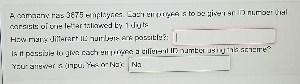 Solved A company has 3675 employees. Each employee is to be | Chegg.com