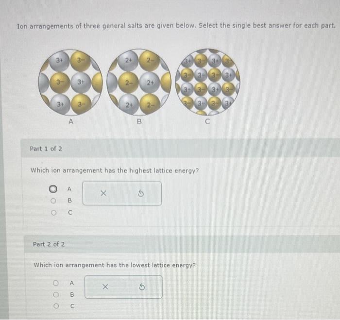 Solved Ion arrangements of three general salts are given | Chegg.com