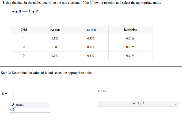 Solved Step 3: Determine the value of k ﻿and select the | Chegg.com