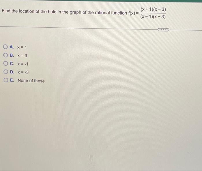 Solved Find the location of the hole in the graph of the | Chegg.com