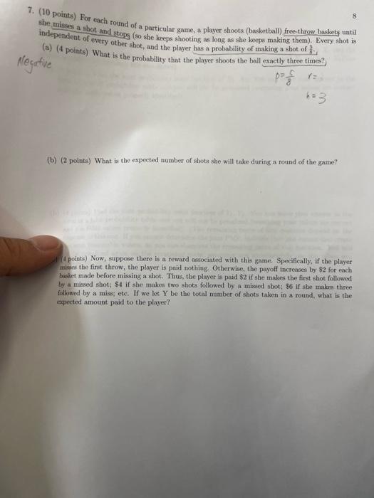 7. (10 points) For each round of a particular game, a | Chegg.com