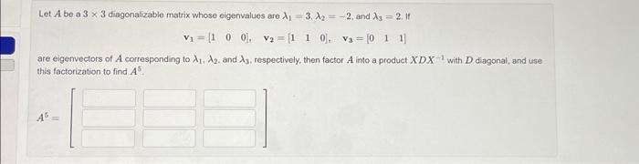 Solved Let A be a 3×3 diagonalizable matrix whose | Chegg.com