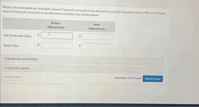 Solved find estimated net realizable value of accounts | Chegg.com