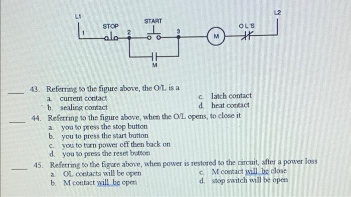 Solved L2 L1 START STOP OL'S 11 1 3 معلم M M - a. 43. | Chegg.com