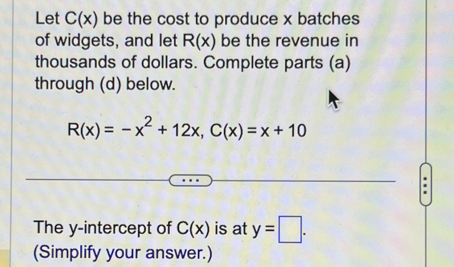 Solved Let C(x) ﻿be the cost to produce x ﻿batches of | Chegg.com