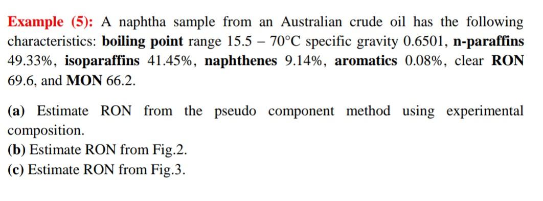 Solved Example (5): A naphtha sample from an Australian | Chegg.com