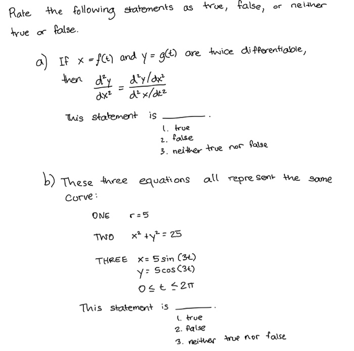 Solved Rate the following statements as true, false, or | Chegg.com