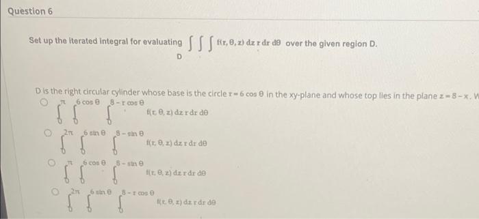 Solved Set up the iterated integral for evaluating | Chegg.com