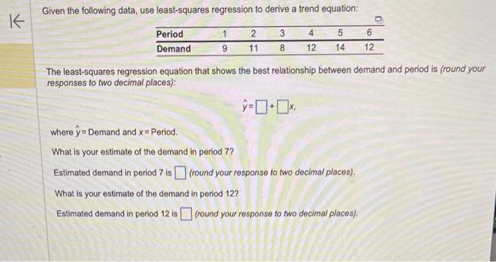 Solved Given the following data, use least-squares | Chegg.com