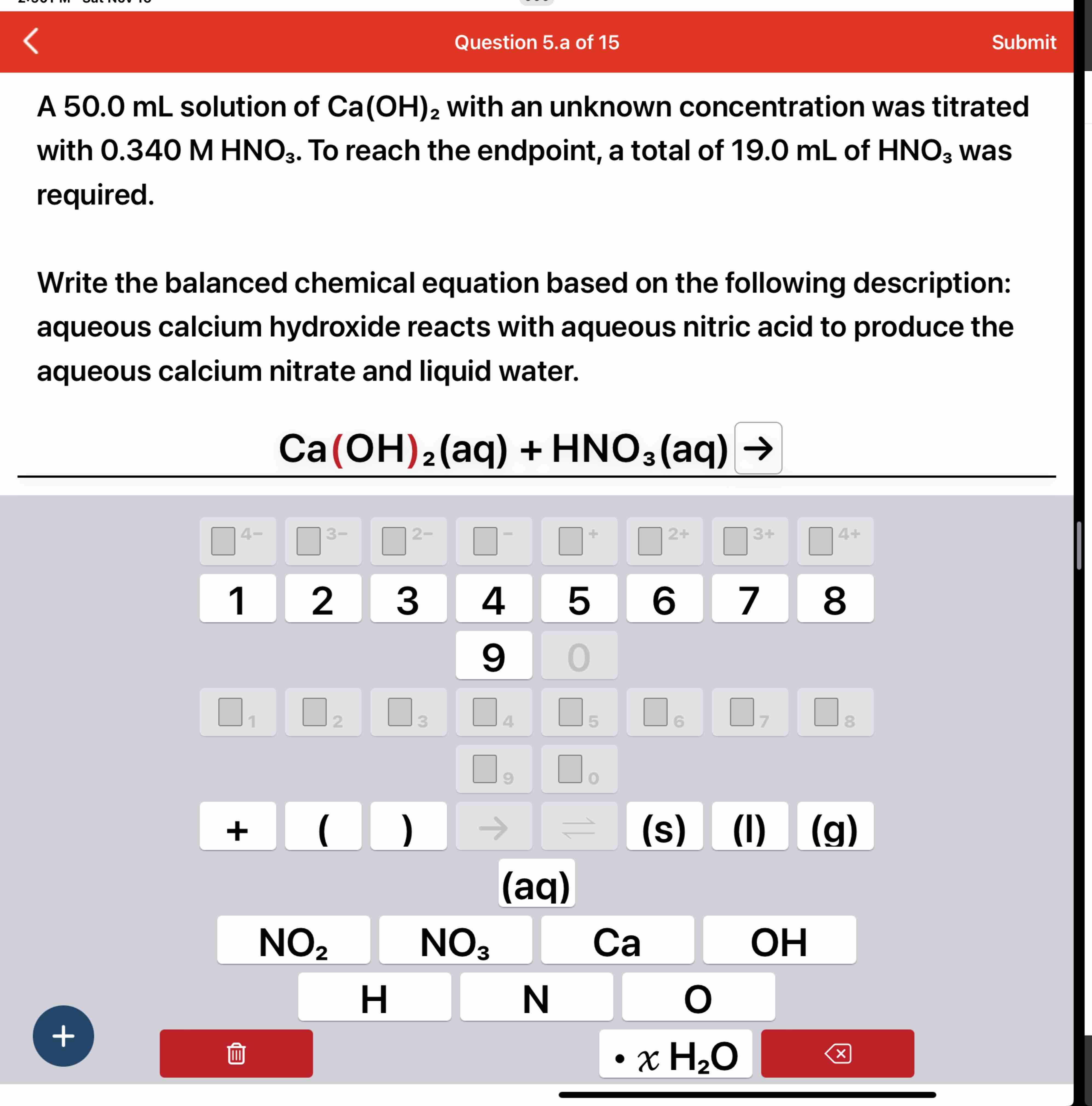 High Quality SOLUTION A 50.0 mL ﻿solution of Ca(OH)2 ﻿with an ﻿unknown ...