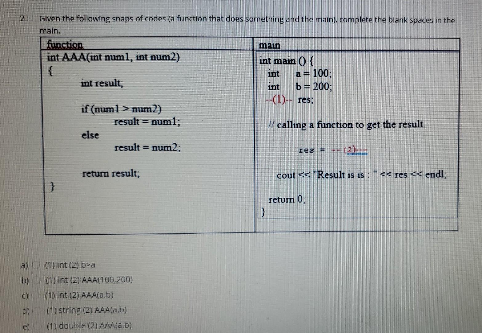 Solved 2 - Given the following snaps of codes (a function | Chegg.com