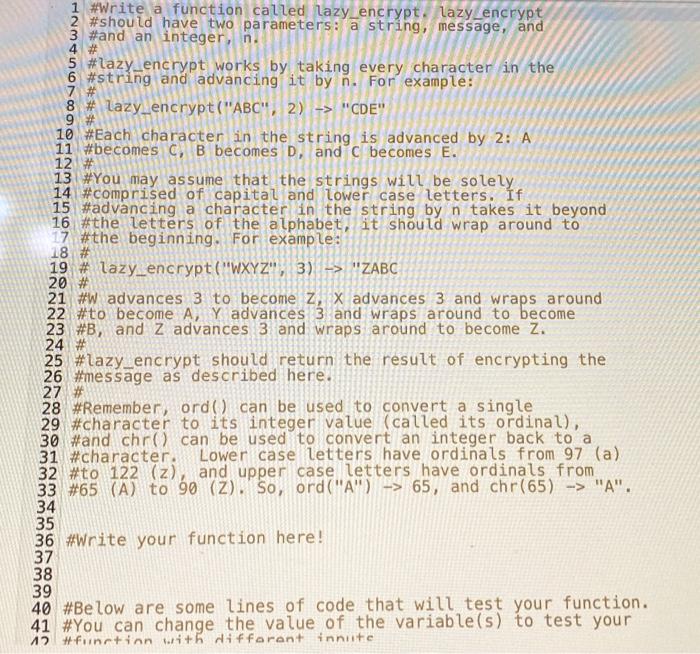 Solved #Below are some lines of code that will test your | Chegg.com