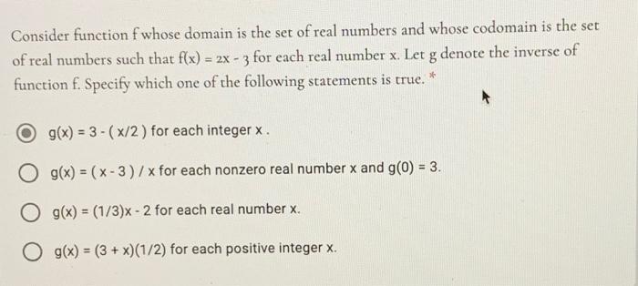 Solved - Consider function f whose domain is the set of real | Chegg.com