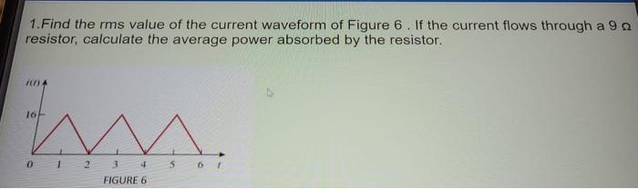 Solved 1. Find the rms value of the current waveform of | Chegg.com