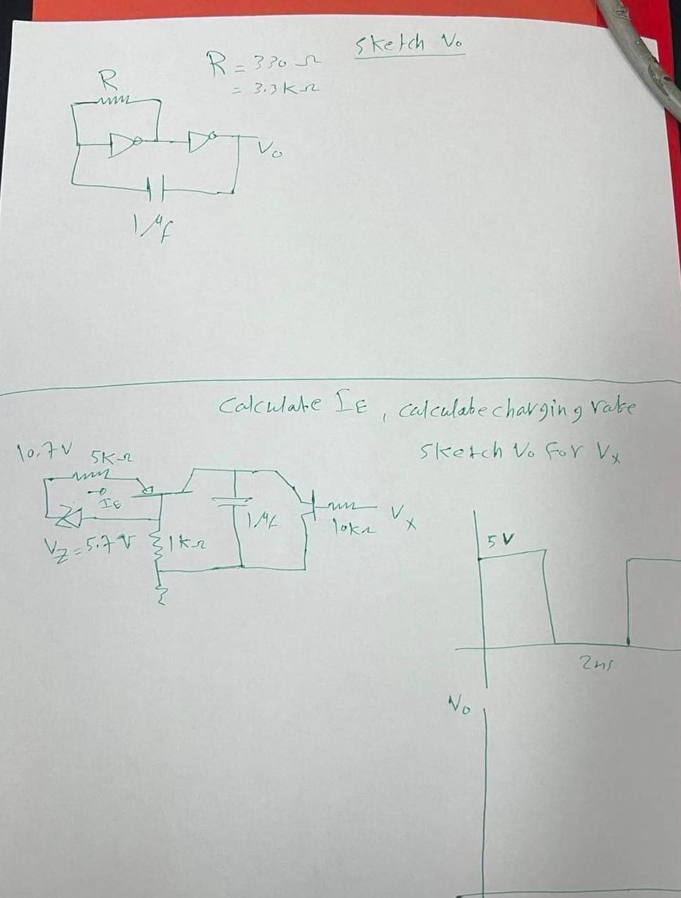 Solved sketch Vo calculate IE, calculabecharging rate Sketch | Chegg.com