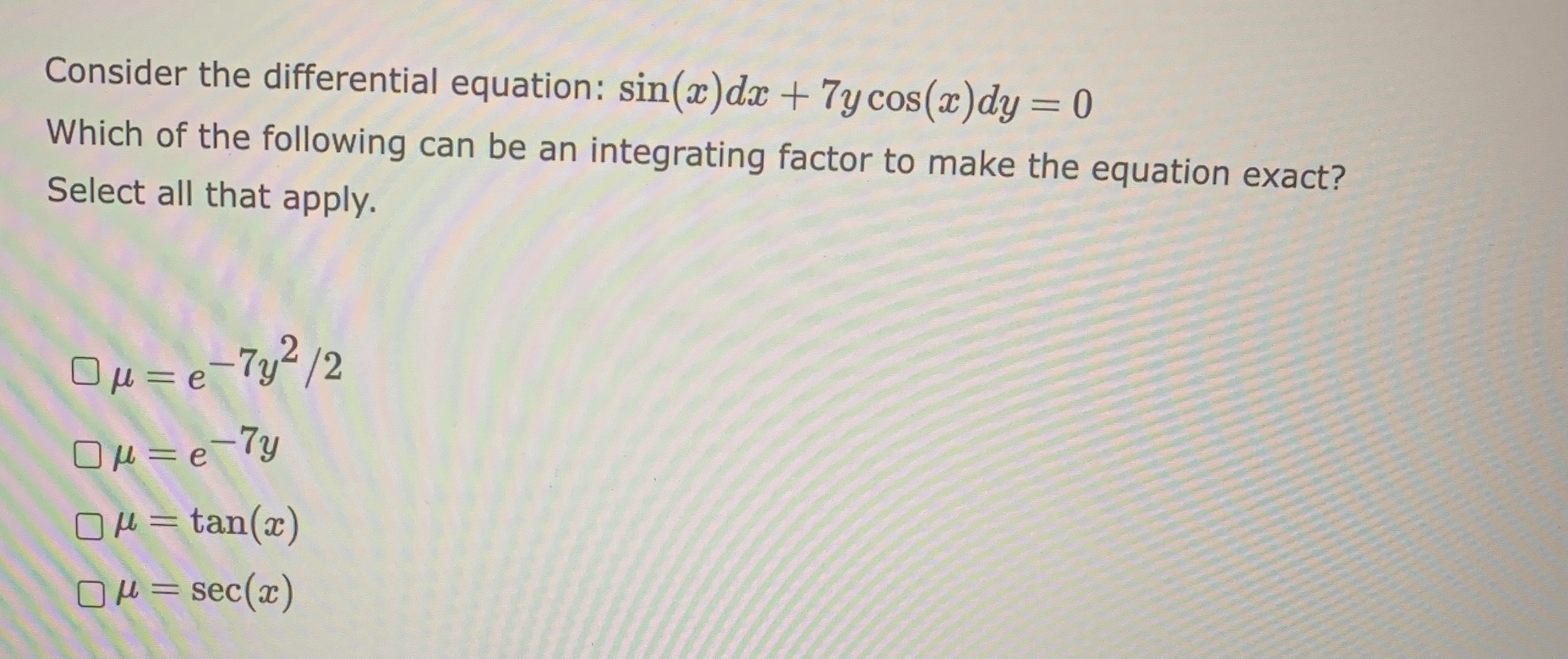 Solved Consider the differential equation: | Chegg.com