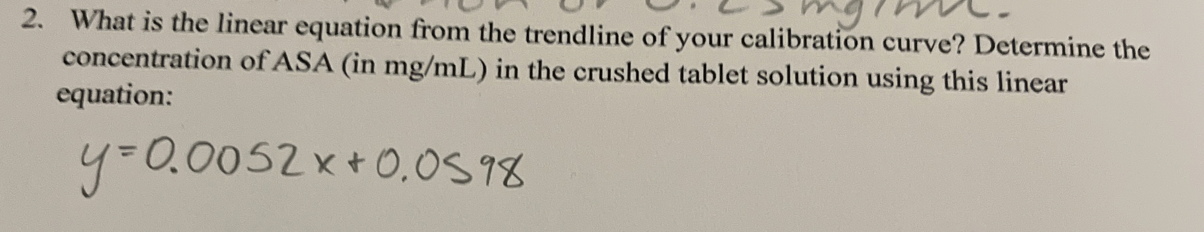 Solved What is the linear equation from the trendline of | Chegg.com