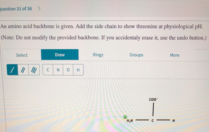 Solved Question 31 of 36 > An amino acid backbone is given. | Chegg.com