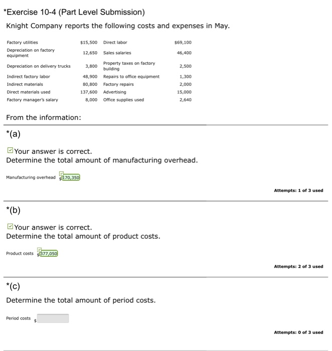 Solved *Exercise 10-4 (Part Level Submission) Knight Company | Chegg.com