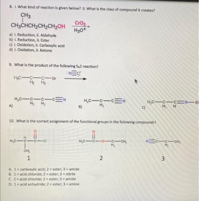 Solved 8. 1. What kind of reaction is given below? II. What | Chegg.com
