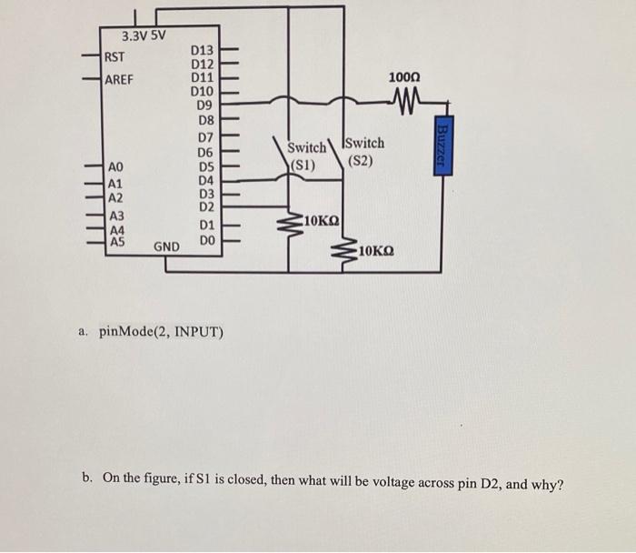 Solved 3.3V 5V RST AREF D13 D12 D11 D10 D9 1000 D8 D7 D6 D5 | Chegg.com