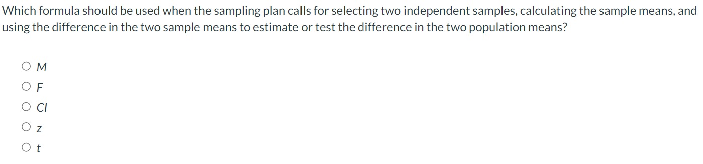 Solved Which formula should be used when the sampling plan | Chegg.com