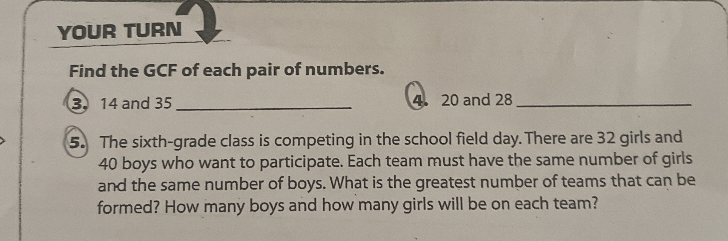 Solved YOUR TURNFind the GCF of each pair of numbers.(3.) 14 | Chegg.com