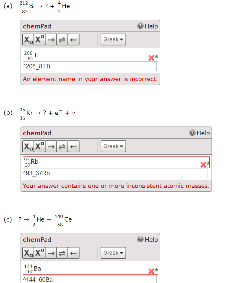 Solved Complete the following radioactive decay formulas | Chegg.com