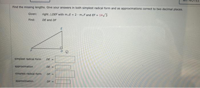 Solved Find the missing lengths. Give your answers in both | Chegg.com