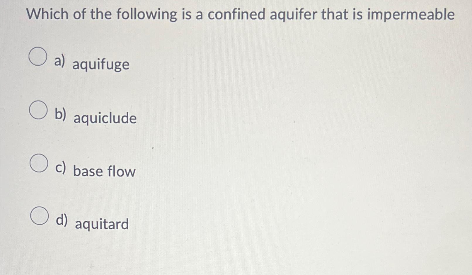 Solved Which of the following is a confined aquifer that is | Chegg.com