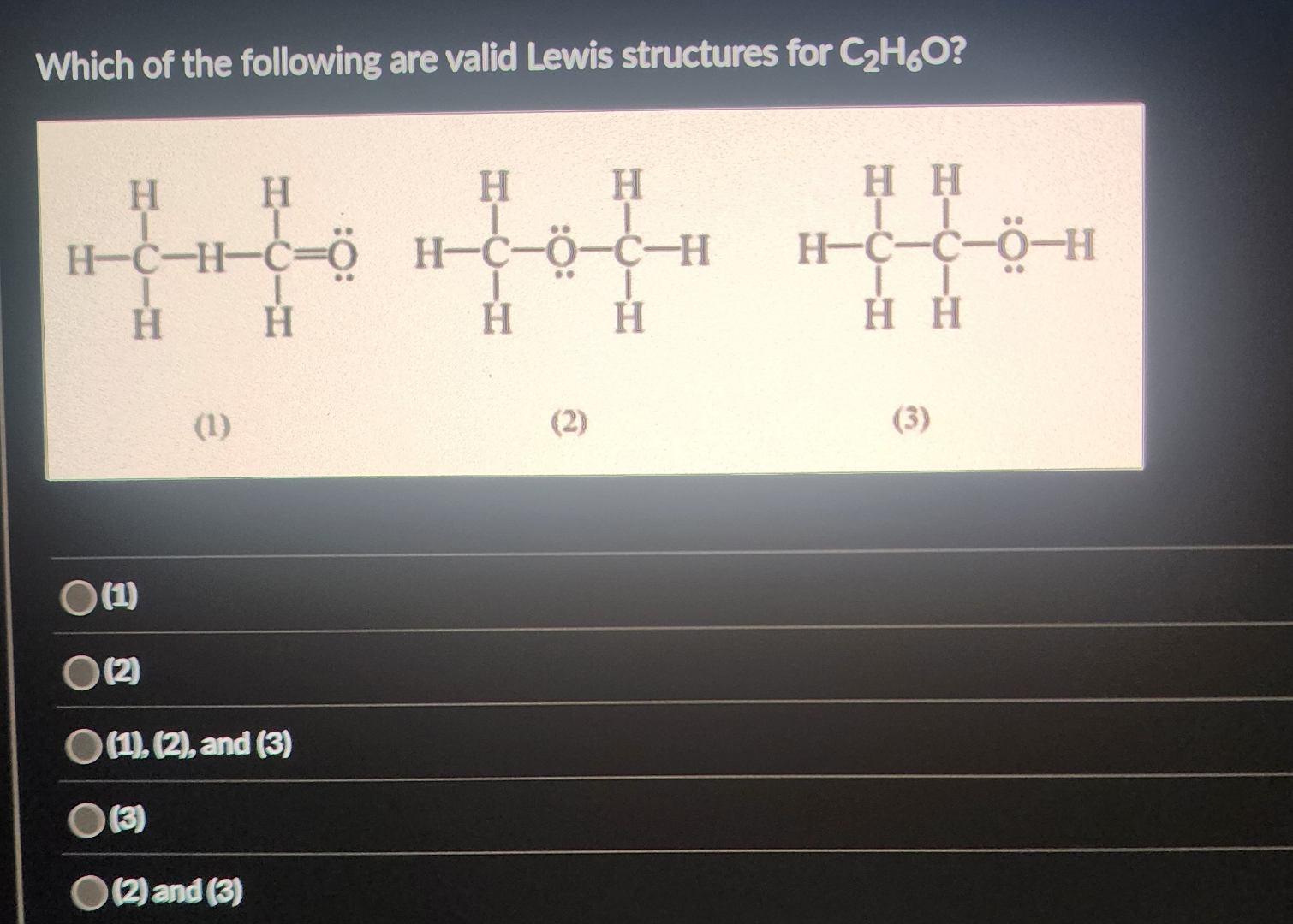 Solved Which of the following are valid Lewis structures for | Chegg.com